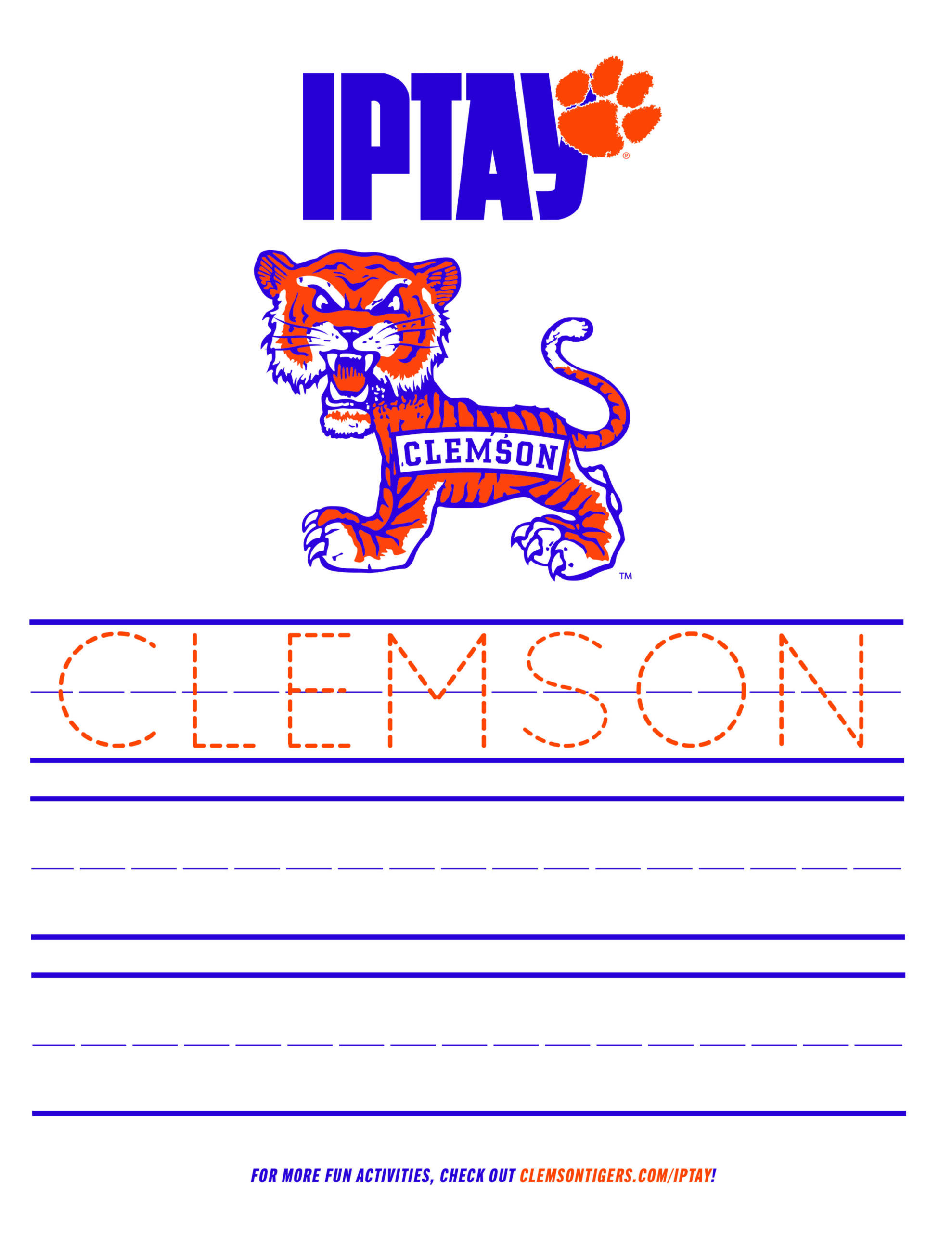 IPTAY Tiger Cub Club Activity Page – IPTAY